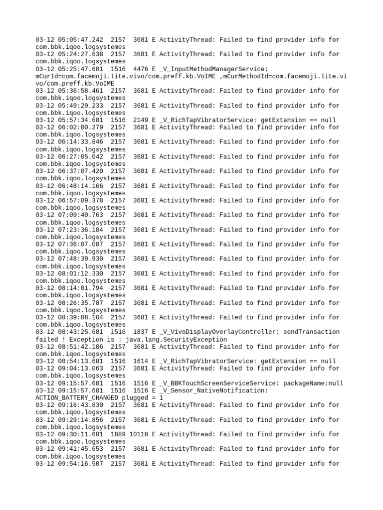Log Errors for com.bbk.iqoo System | PDF | Computing | System Software