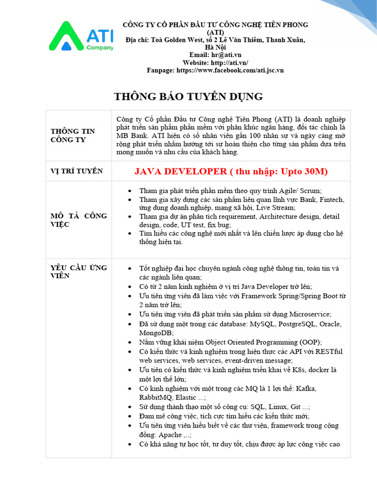 ATI JD Java Developer MB | PDF