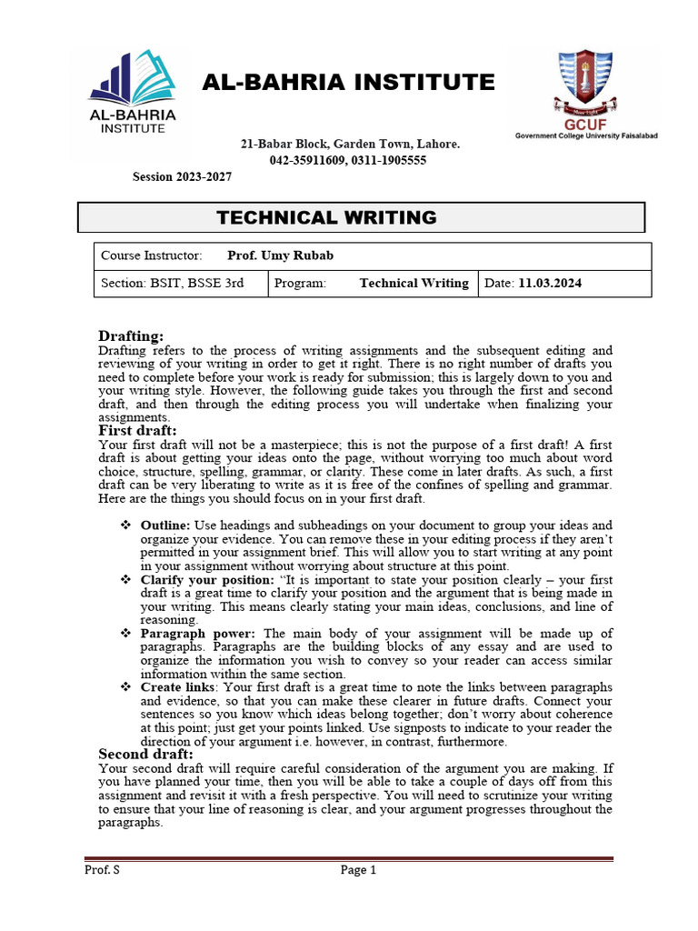 Technical Writing Chapter 3 Notes BSIT, BSSE 3rd | PDF