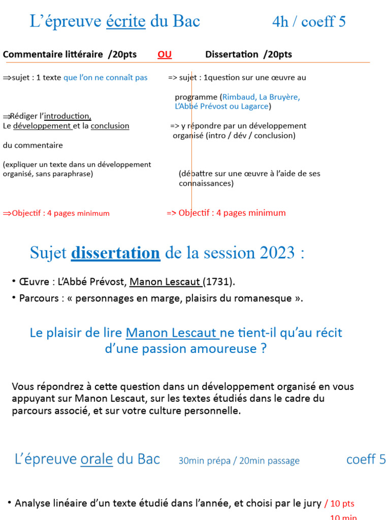 Epreuves Du Bac Francais 1res Generales | PDF