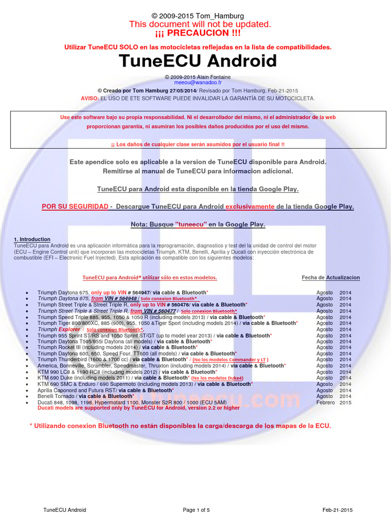 tuneECU Instrucciones | Descargar gratis PDF | Android (sistema ...