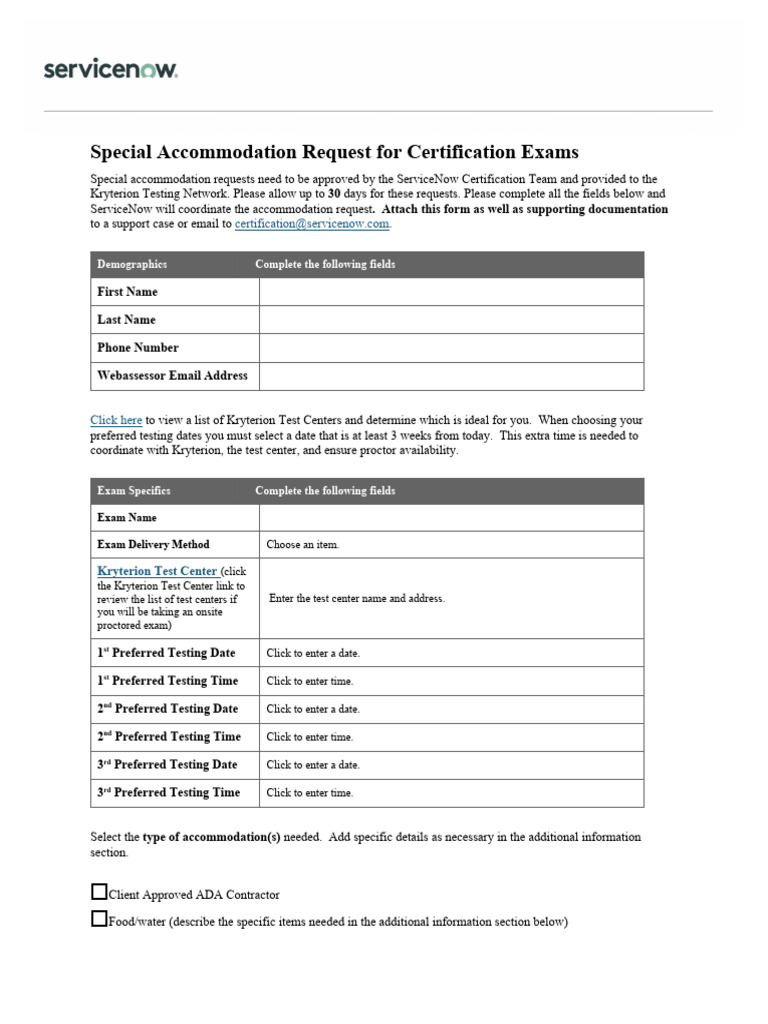 Special Accommodation Request Form | PDF | Computing