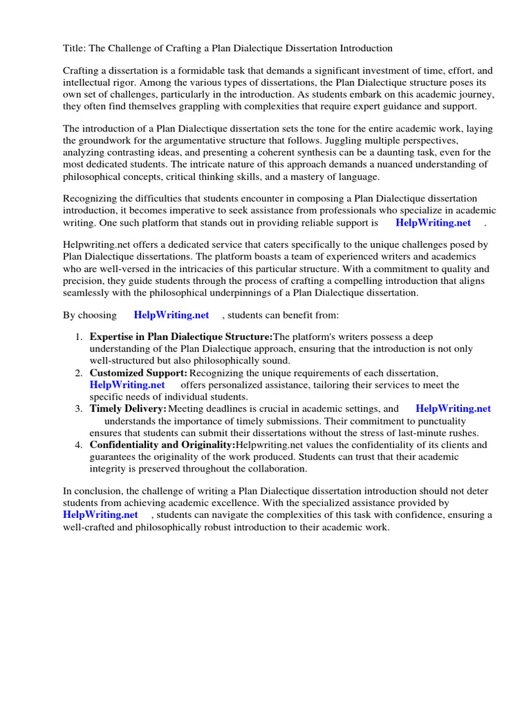 Plan Dialectique Dissertation Introduction | Download Free PDF ...