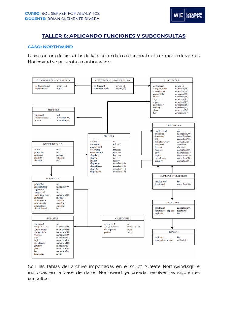 Taller 6 - SQL Server For Analytics | PDF | SQL | Servidor SQL de Microsoft