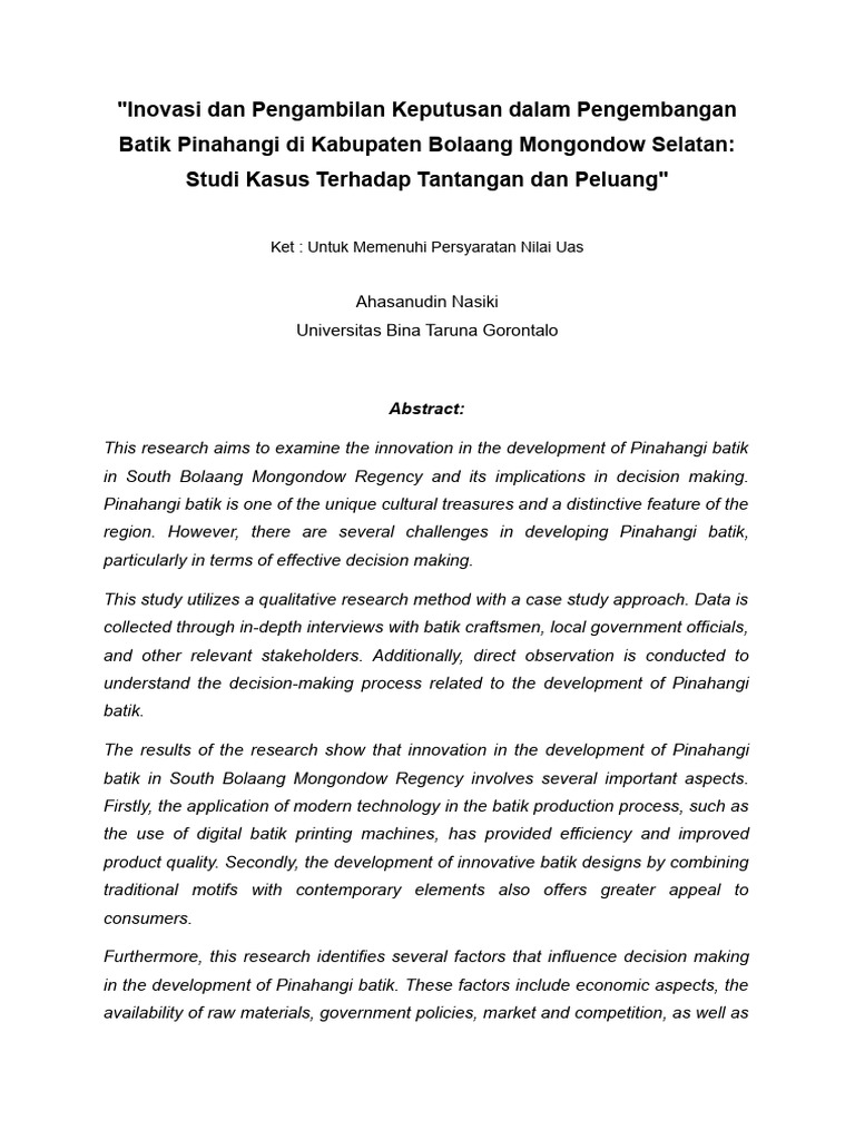 Jurnal Aris | PDF | Decision Making | Innovation