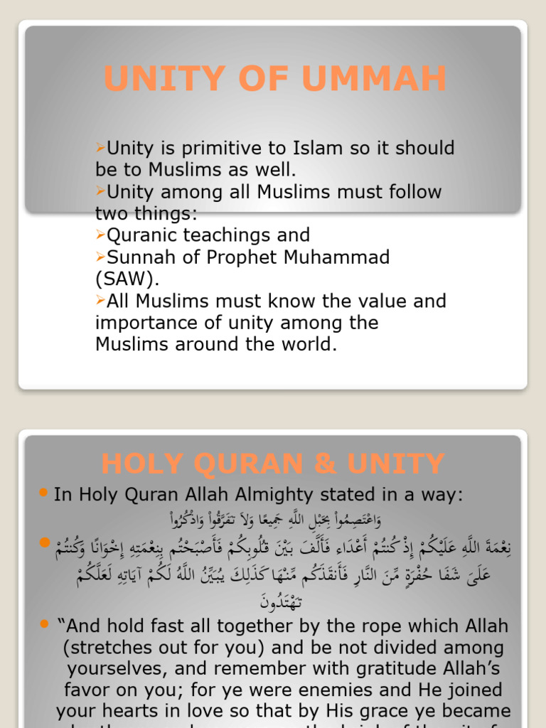 11th Lecture Unity of Ummah | PDF | Hadith | Islamic Belief And Doctrine