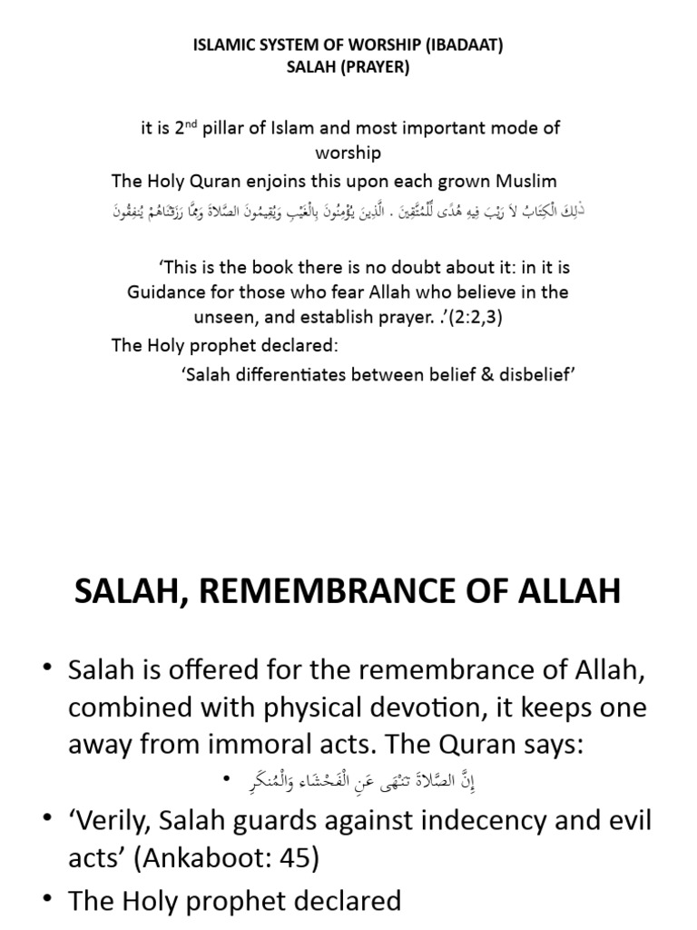 6th Lecture Islamic System of Worship (Ibadaat) | PDF | Prophets And ...