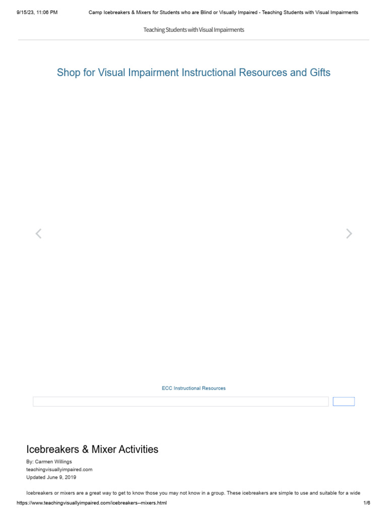 Camp Icebreakers & Mixers For Students Who Are Blind or Visually ...