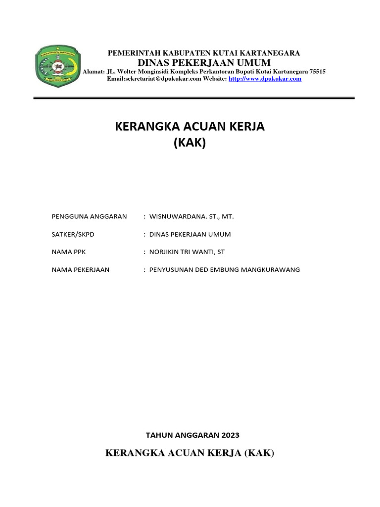 KAK DED Mangkurawang Rev 10. | PDF | Sains & Matematika | Teknologi & Rekayasa