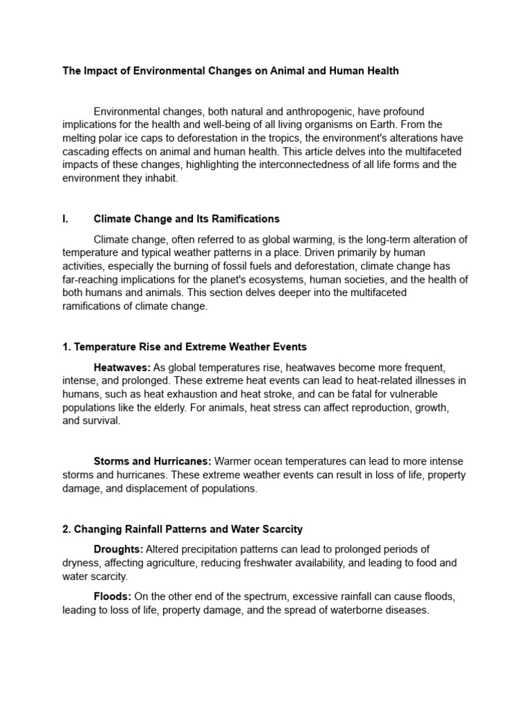 The Impact of Environmental Changes on Animal and Human Health | PDF ...