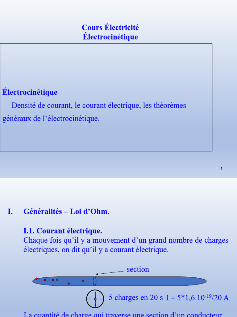 Cours d'Électricité : Électrocinétique | PDF | Tension électrique ...