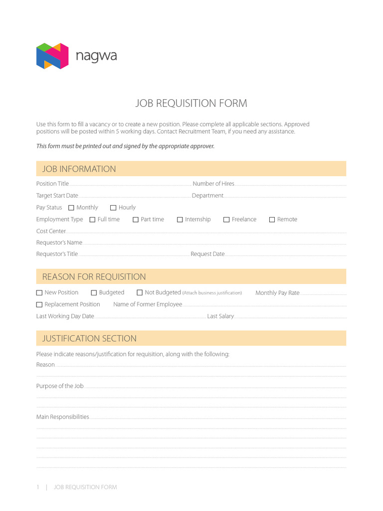 Job.requisition | PDF | Employment | Organizational Behavior