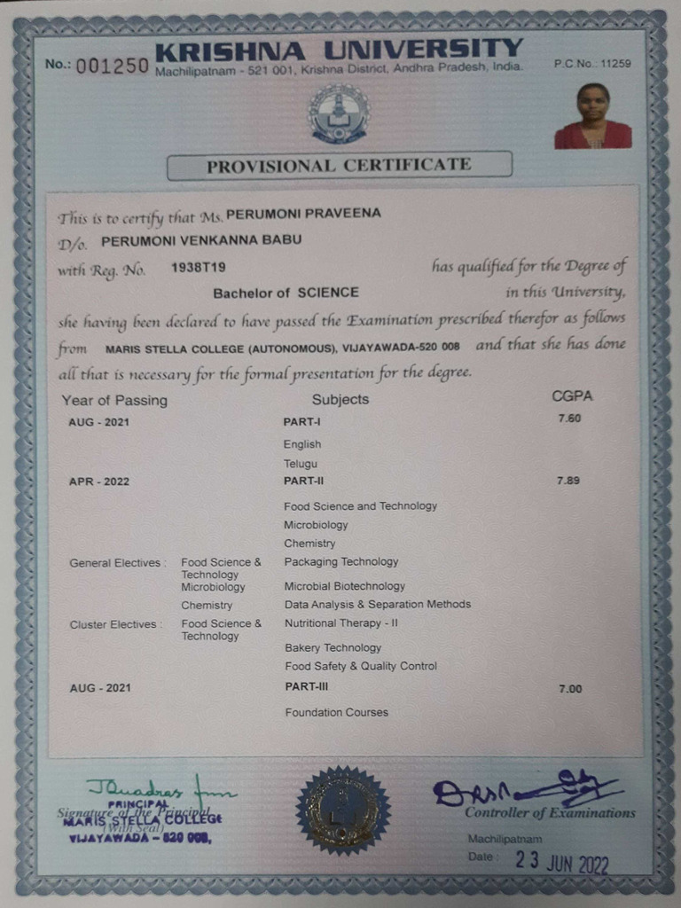 Degree Provitional Certificate | PDF