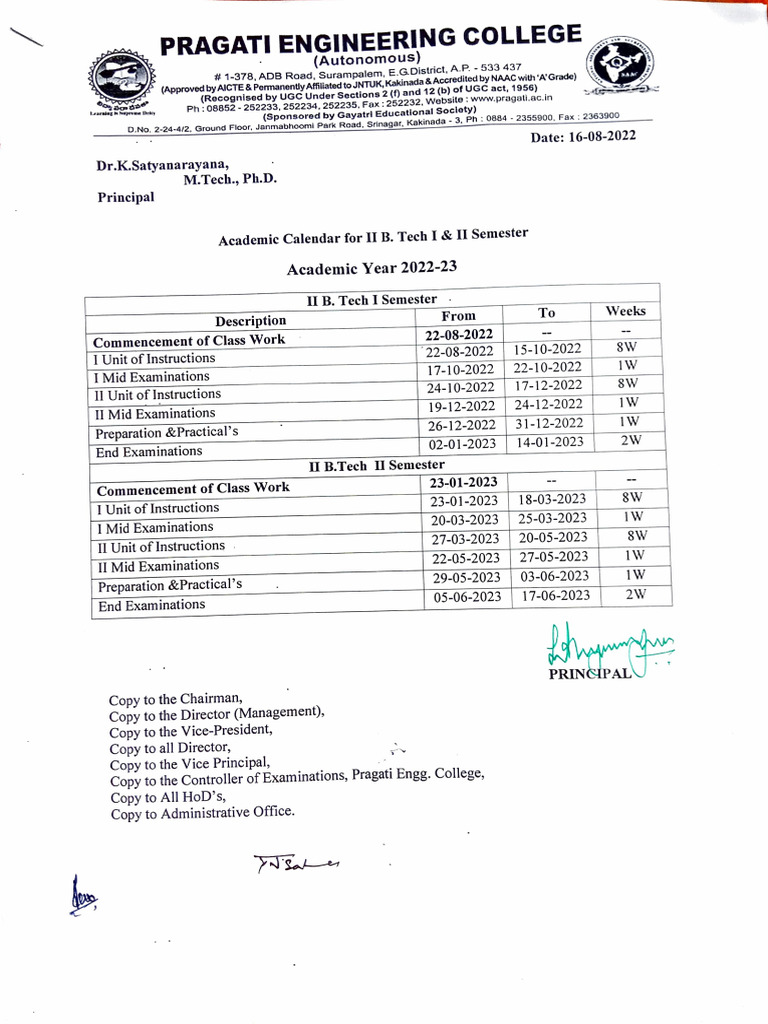 II Year Academic Calendar 2022 23 | PDF