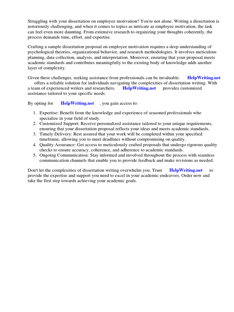 Sample Dissertation Proposal On Employee Motivation | PDF | Thesis ...