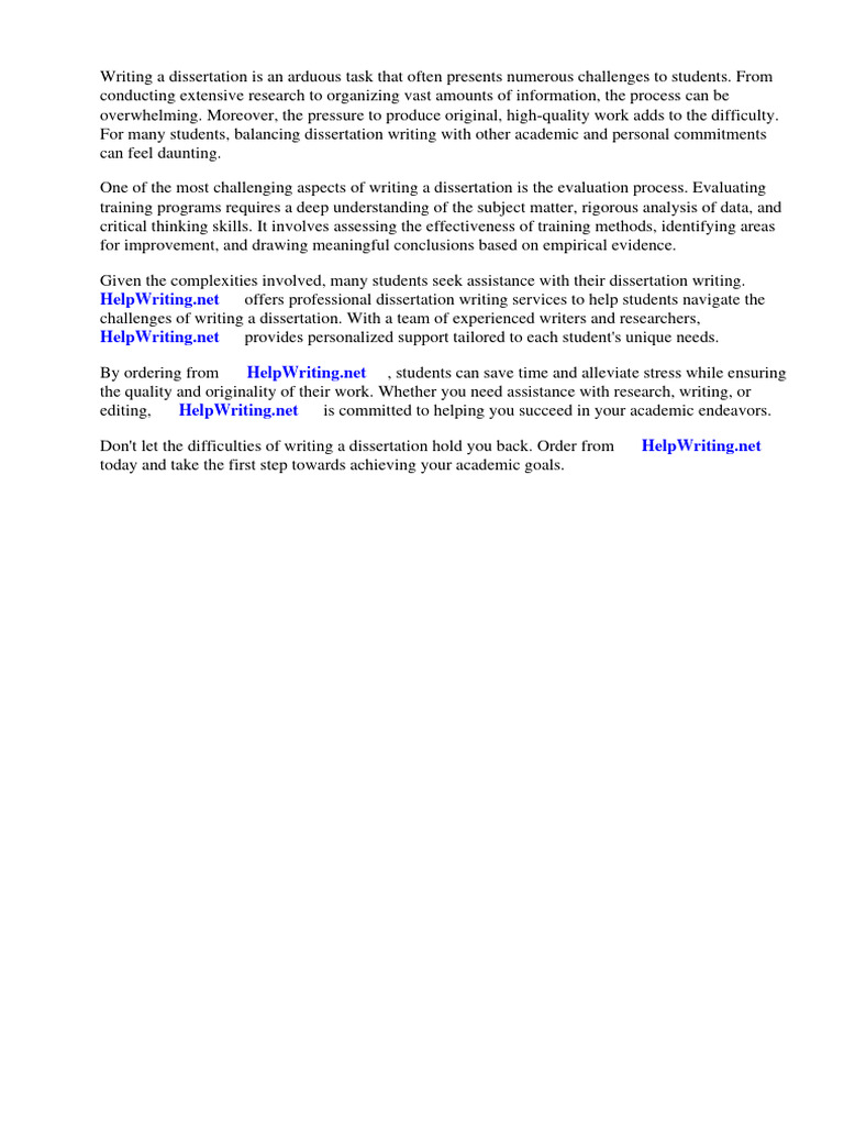 Dissertation Training Evaluation | PDF | Thesis | Evaluation