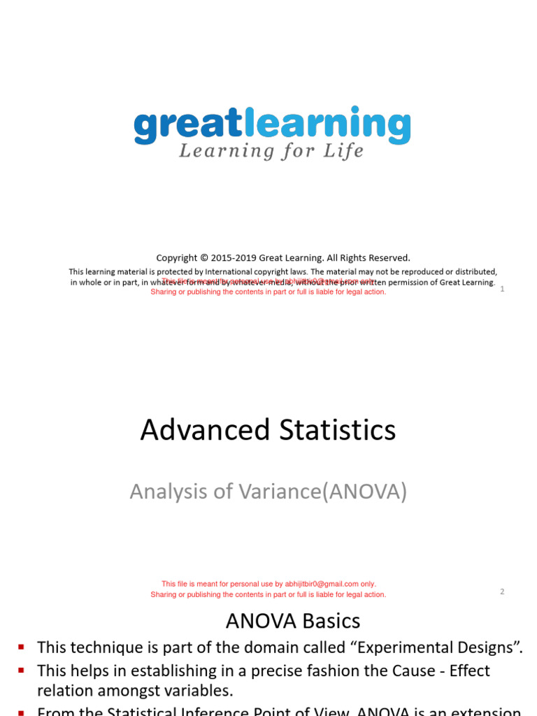 ANOVA | PDF | Analysis Of Variance | Mathematical And Quantitative ...