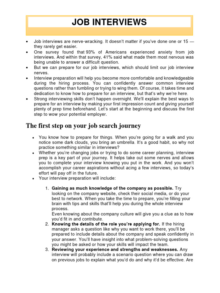 Job Interviews | PDF | Job Interview | Body Language