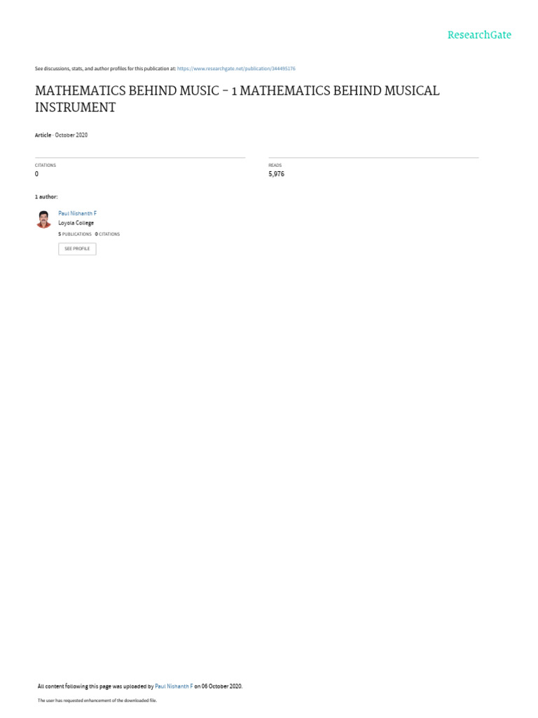 Mathematics Behind Music - 1 Mathematics Behind Musical Instrument | PDF
