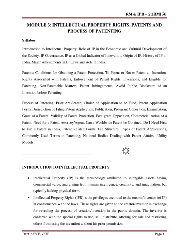 Module 3 RM 2021 Scheme 5th Semester | PDF | Patent | Intellectual Property