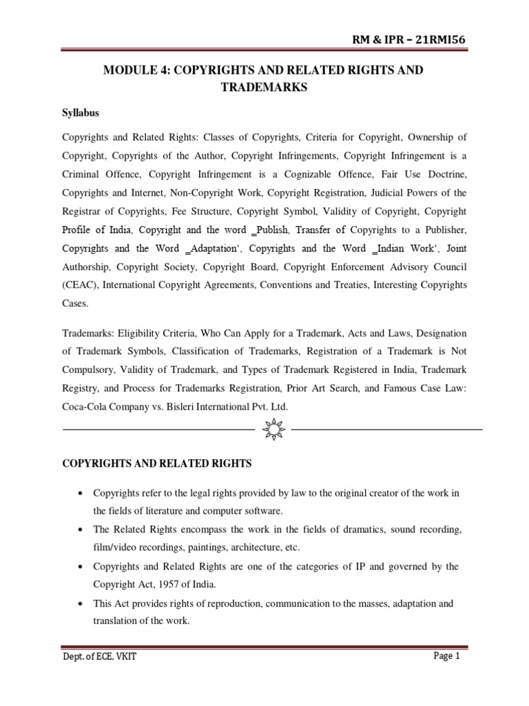 Module-4-RM-2021-scheme-5th-semester | PDF | Copyright | Trademark