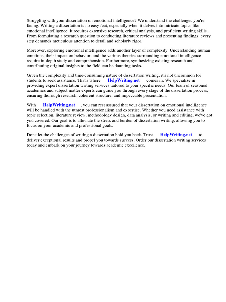 Dissertation On Emotional Intelligence PDF | PDF | Emotional Intelligence | Intelligence