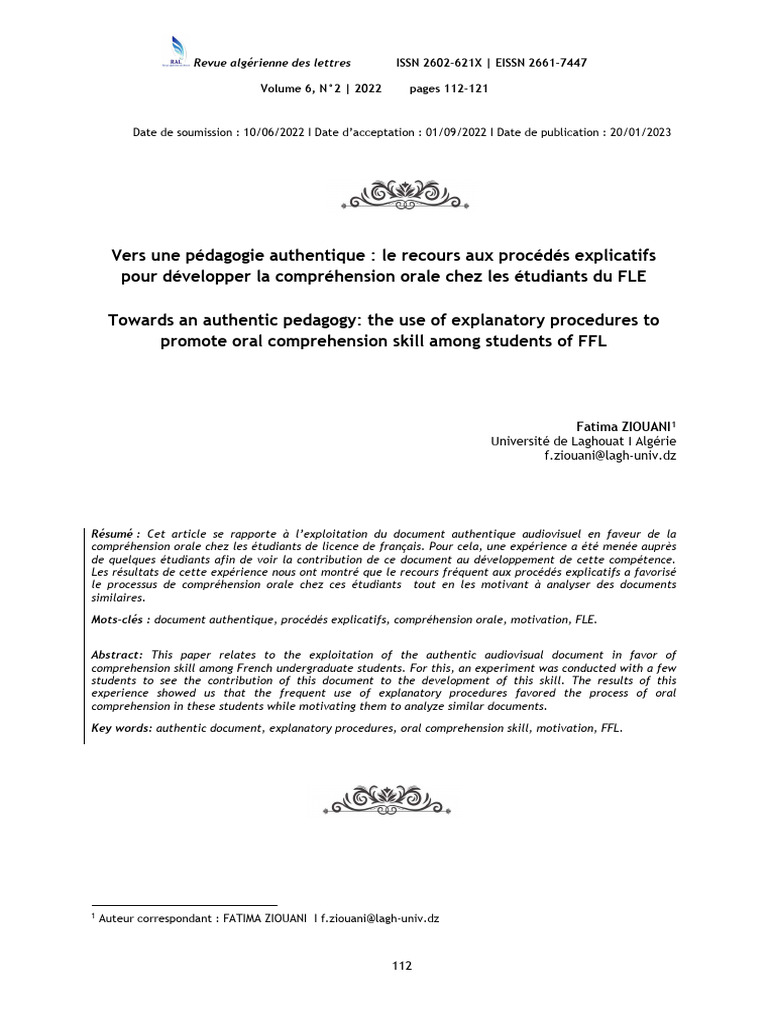 Pédagogie authentique en FLE : Compréhension orale | PDF | Enseignement ...