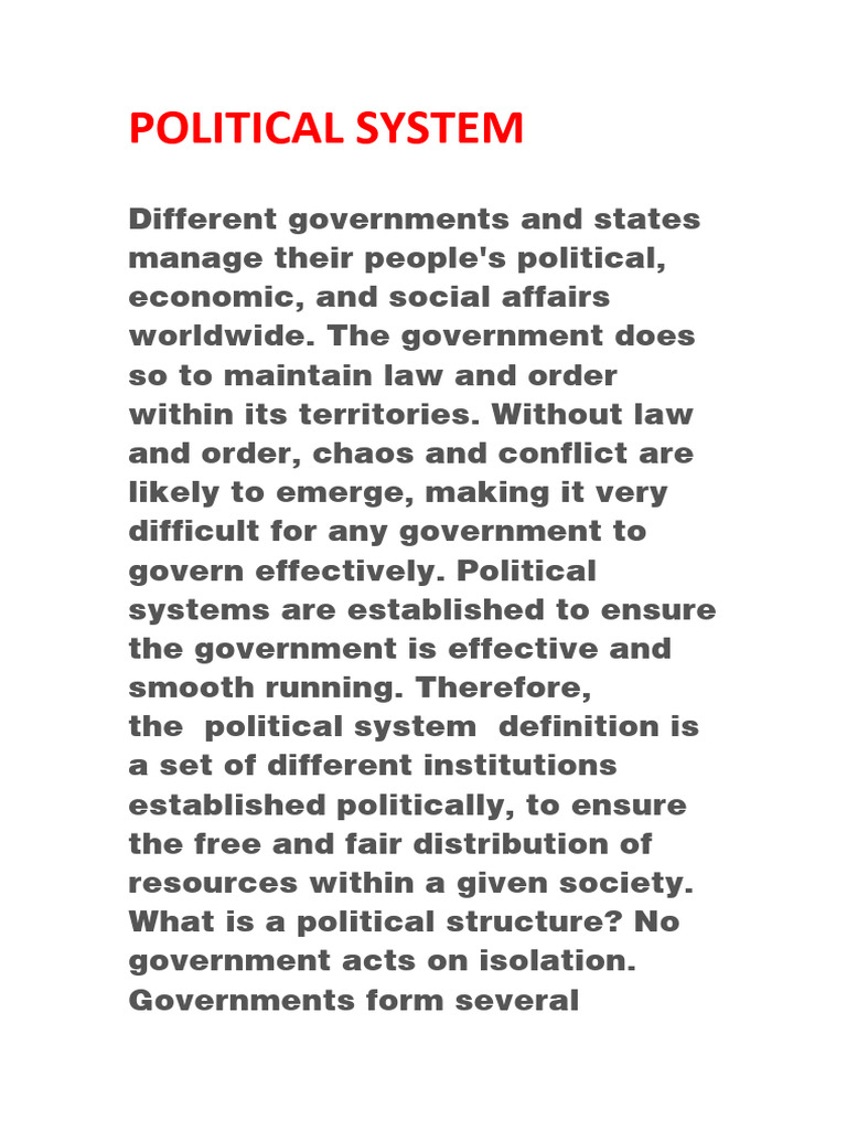 Unit 1 political system | PDF | System | Power (Social And Political)