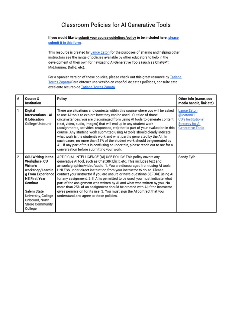 AI Use Policies in Education | PDF | Artificial Intelligence ...