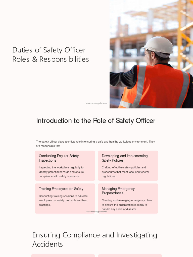 Key Responsibilities of Safety Officers | PDF | Safety | Occupational ...