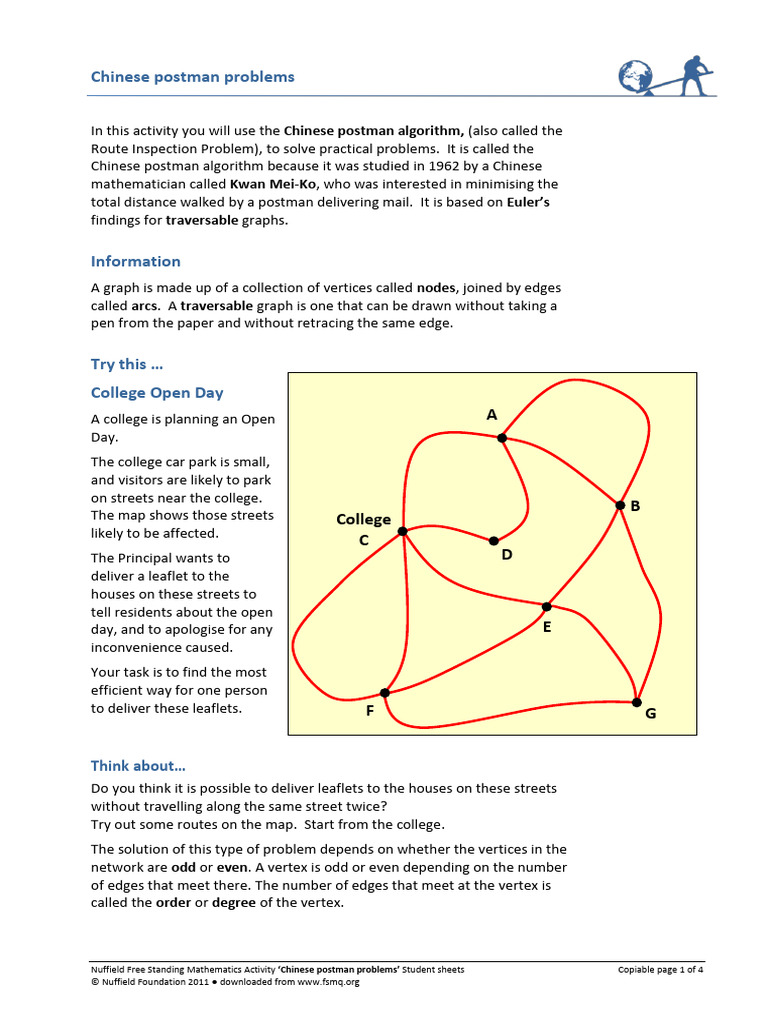 FSMA Chinese Postman Problems Student | PDF