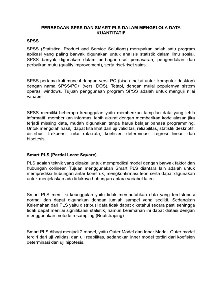 Perbedaan SPSS Dengan SMART PLS | PDF
