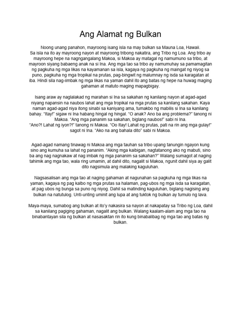 Ang Alamat NG Bulkan | PDF