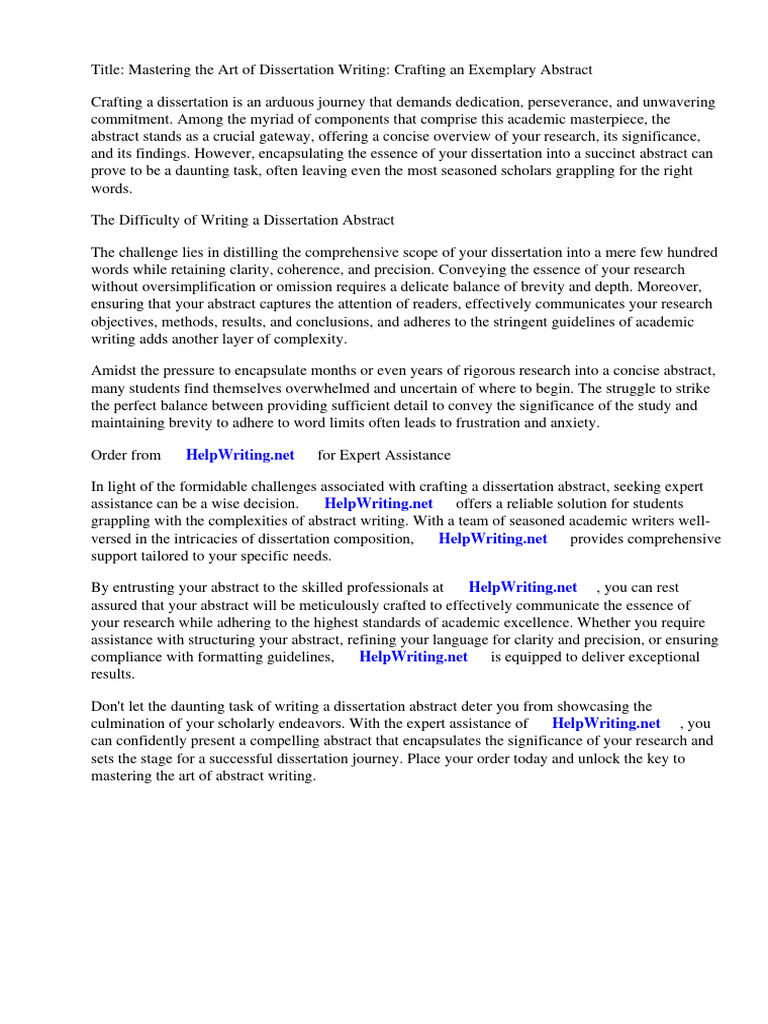 How to Write an Abstract for a Dissertation Example | PDF | Thesis ...
