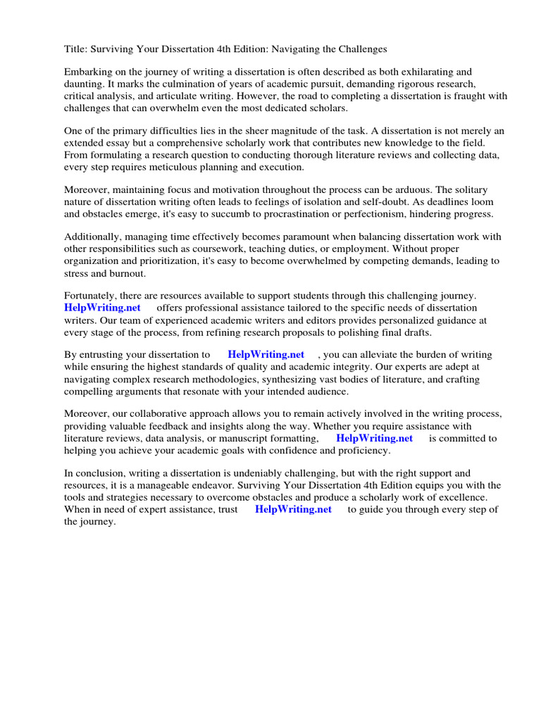 Surviving Your Dissertation 4th Edition | Download Free PDF | Thesis ...