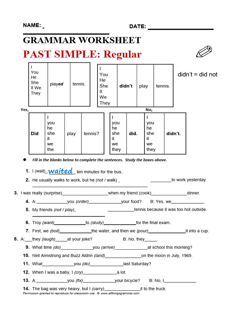 Atg-Worksheet-Pastsimplereg | PDF