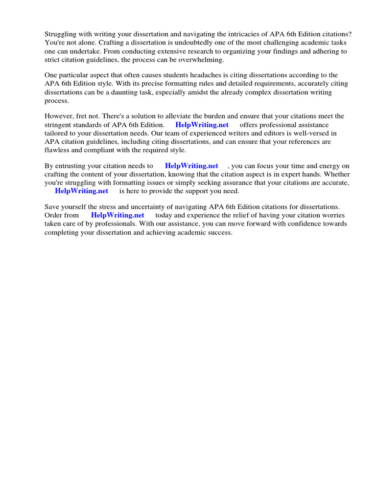 Apa 6th Edition Citing Dissertations | PDF | Apa Style | Citation