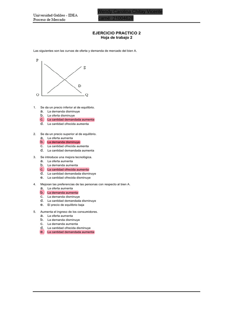 Proceso de Mercado Ejercicio Practico 2 | PDF
