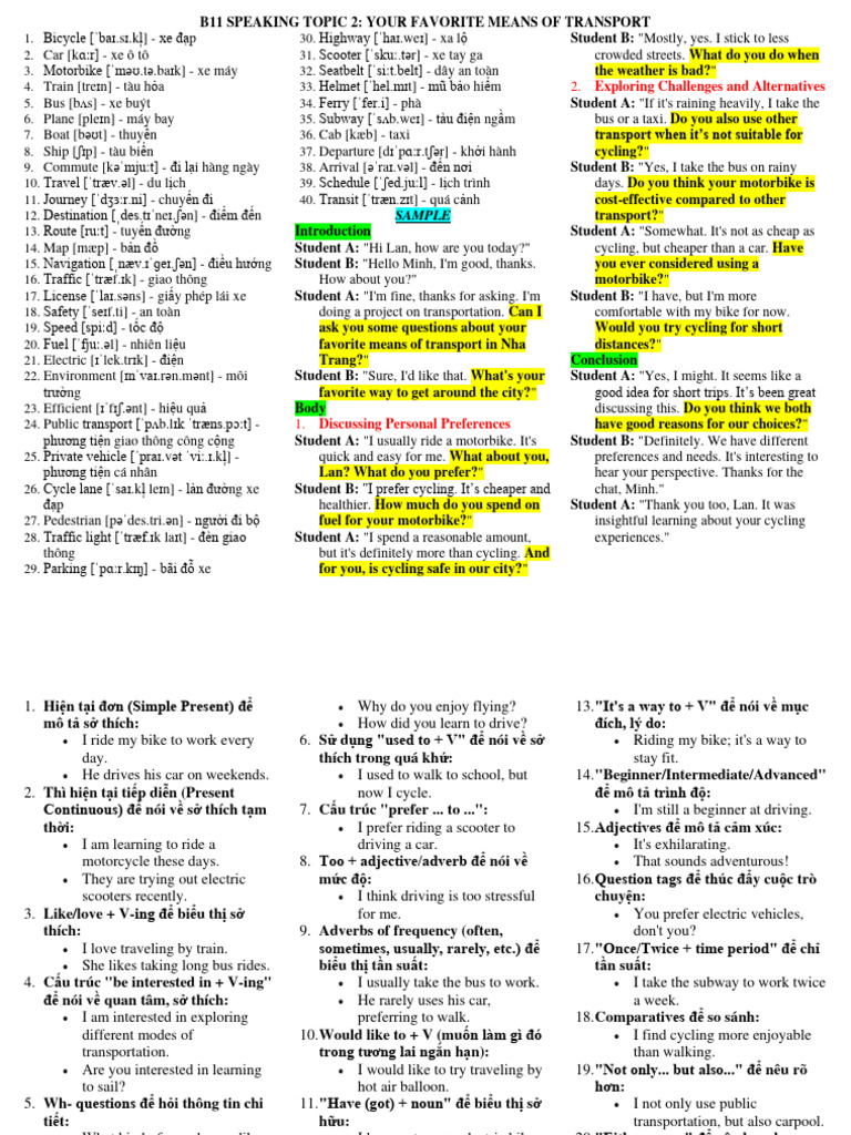 b11 Speaking Topic 2 | PDF