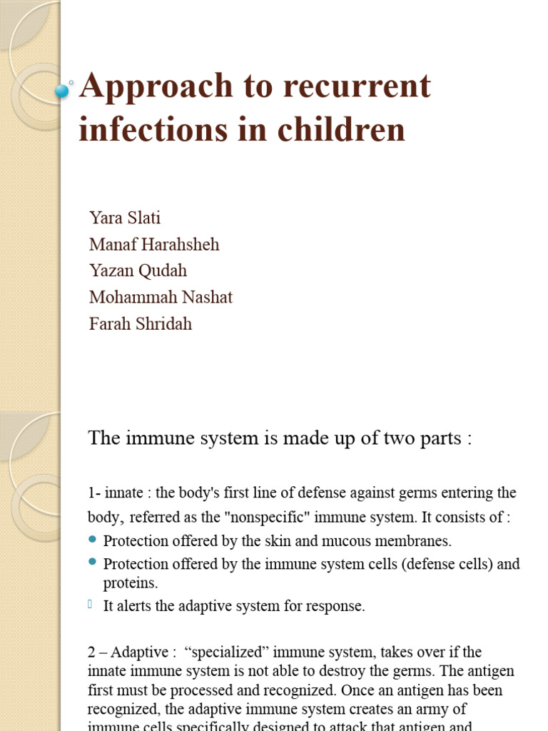 Recurrent Infections in Children: Causes & Types | PDF | Immune System ...