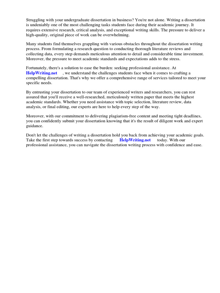 Undergraduate Dissertation Examples in Business | PDF | Thesis ...