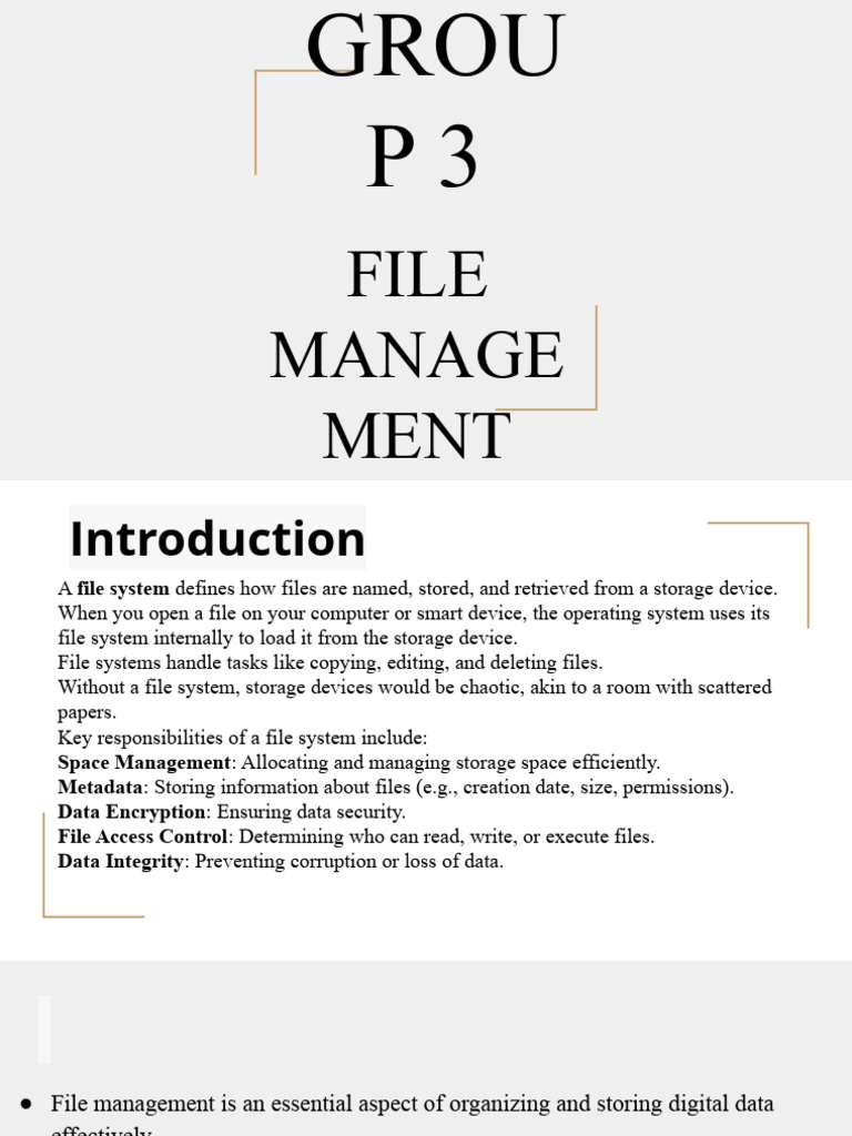 Group 3 Concepts of Files and | PDF | Computer File | File System