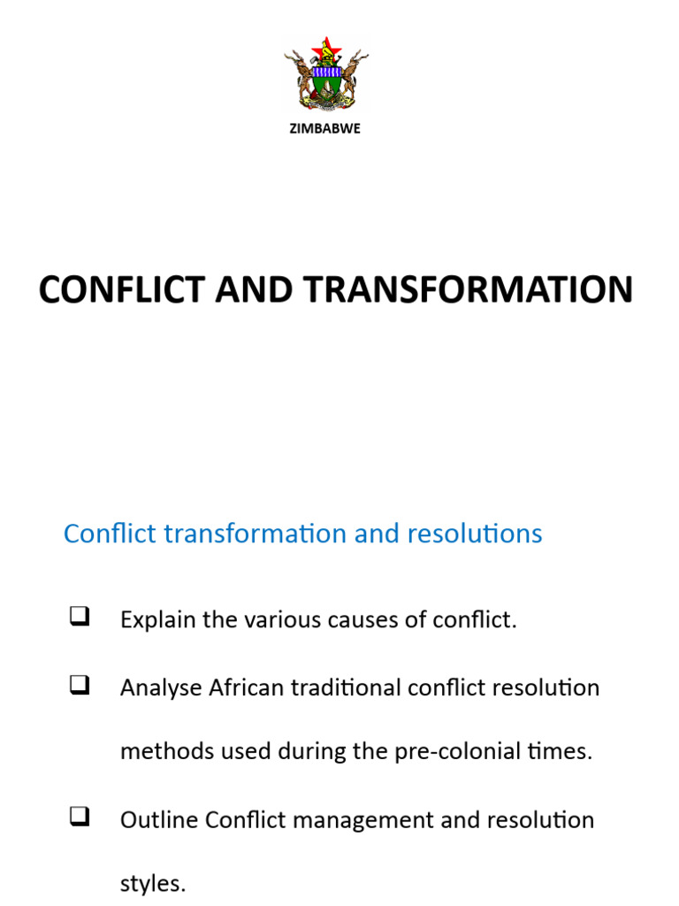 Conflict Transformation in Zimbabwe | PDF | Mediation | Conflict Resolution