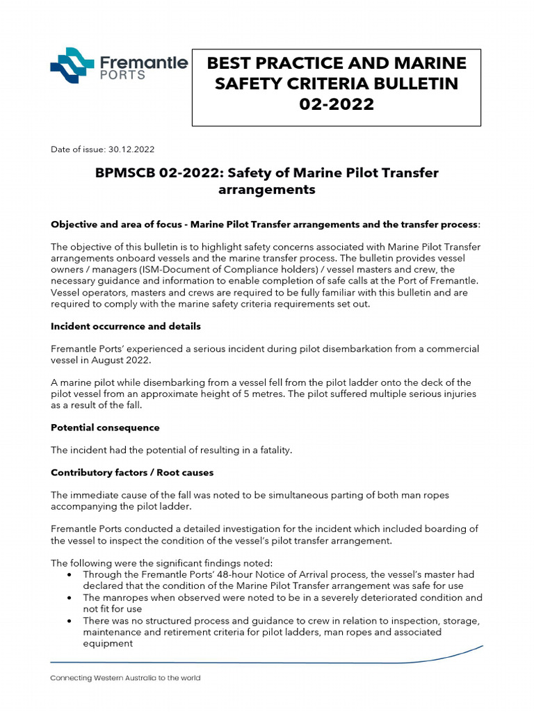 Pilot Transfer Arrangements (30 12 2022) | PDF | Ships | Rope