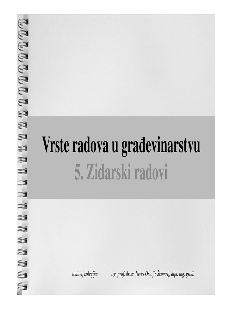 1.5 Vrste Radova U Građevinarstvu. Zidarski Radovi (Compatibility Mode ...