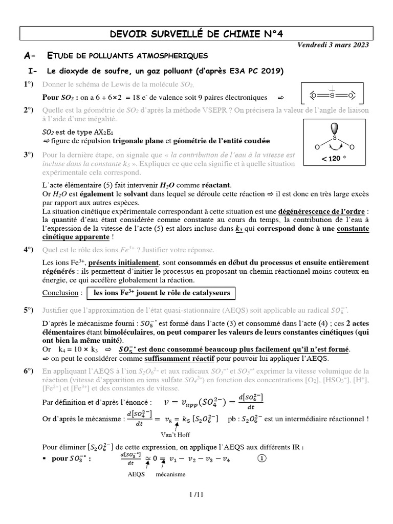 2 - DS 4 (PC) (Corrigé) | PDF | Dioxyde de soufre | Matériaux