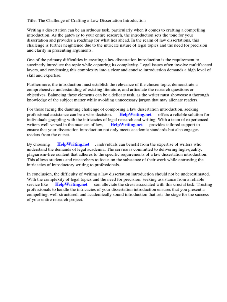 Example Law Dissertation Introduction | PDF | Thesis