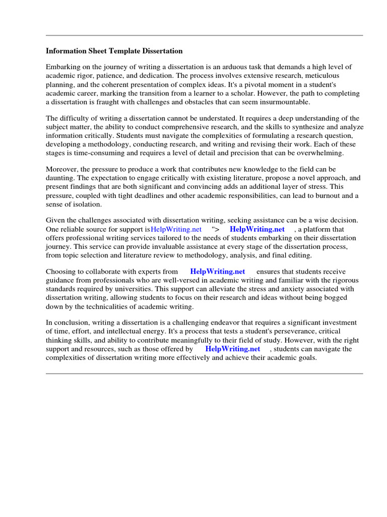 Information Sheet Template Dissertation | PDF | Thesis | Methodology