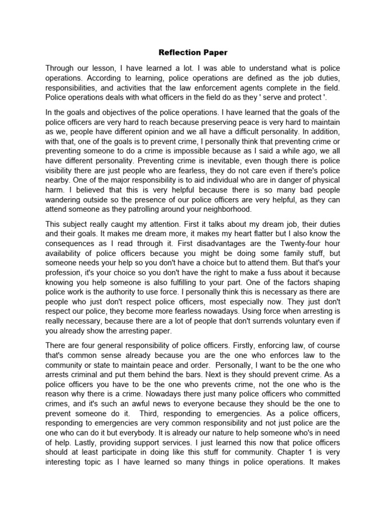 Reflection Paper | PDF | Police | Communication