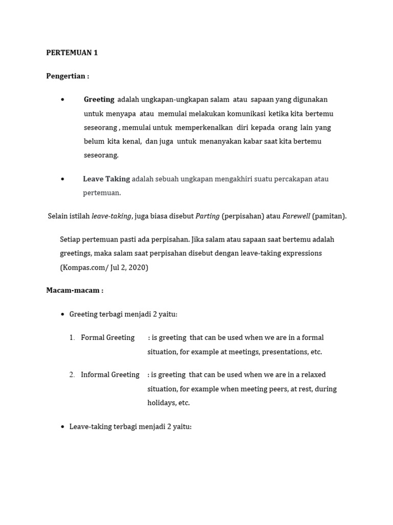 Pertemuan 1 Class 7 | PDF